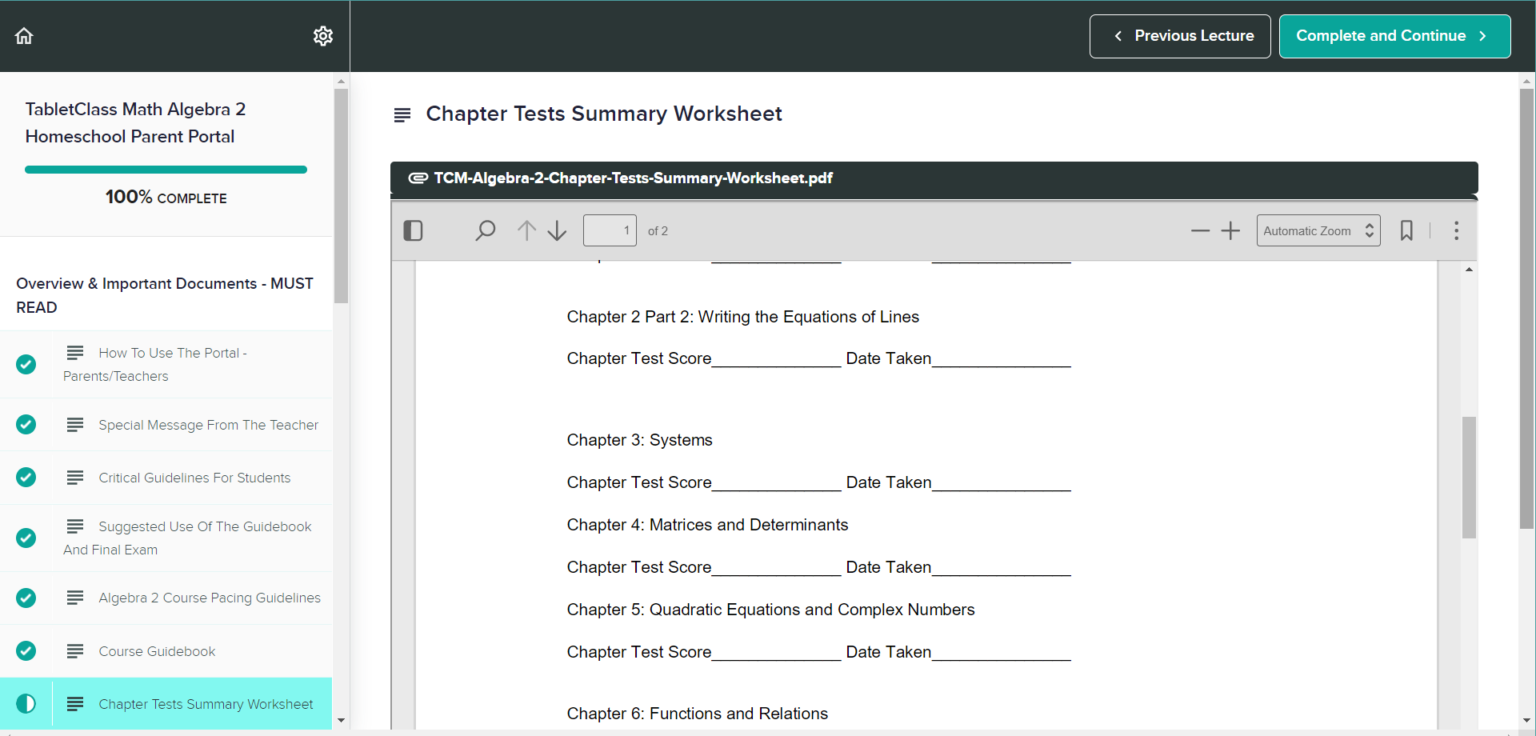 TabletClass Math: Algebra 2 Review for Homeschool - Homeschooling Highway